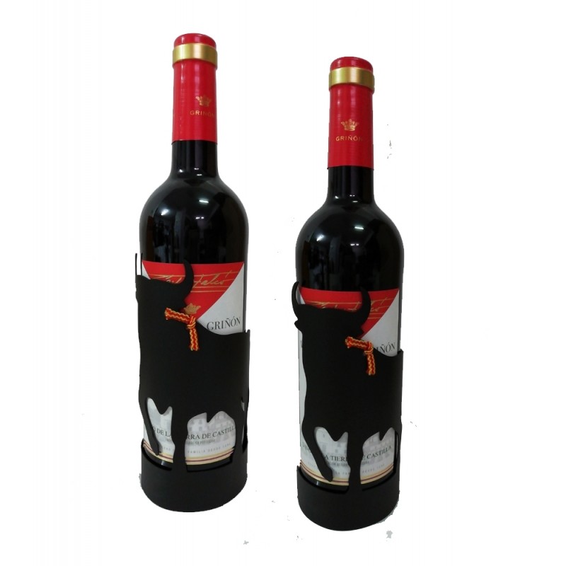 Botellero en forja Toro de España y bandera de España, Regalos de España