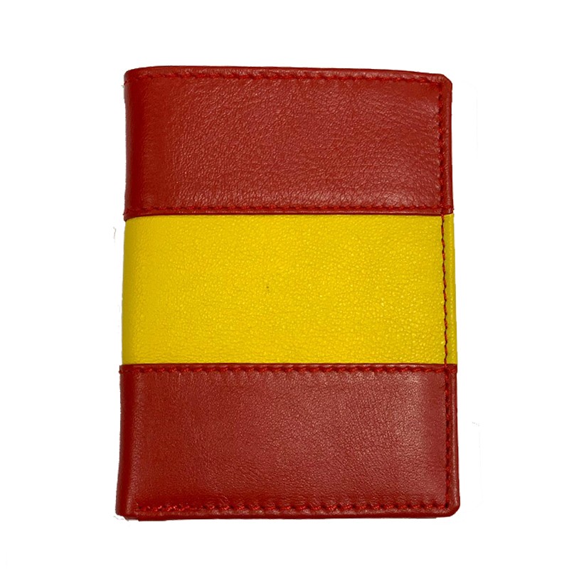 Spanish flag leather men's wallet Modelos Vertical with purse