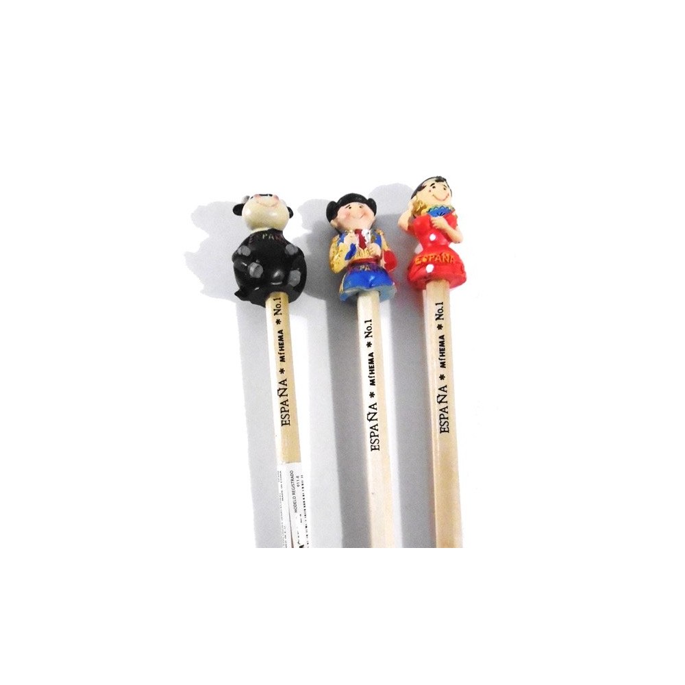 Funny pencils with figures in ZiNGS taurine and souvenir shop Madrid